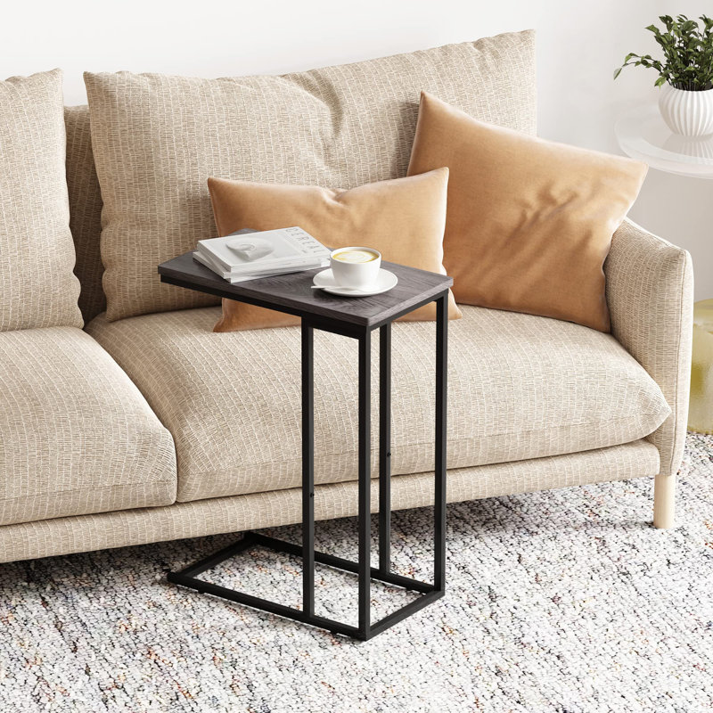 Beah C Shaped End Table Narrow Side Table with Adjustable Pads 17 Stories Color Grey